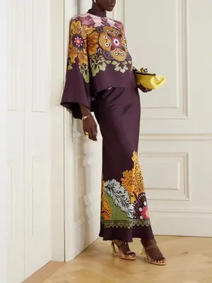 La DoubleJ Printed Silk-twill Maxi Skirt - Multi