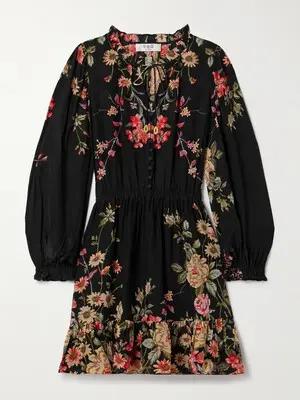 Sea Jolie Ruffled Floral-print Crepe De Chine Mini Dress - Multi