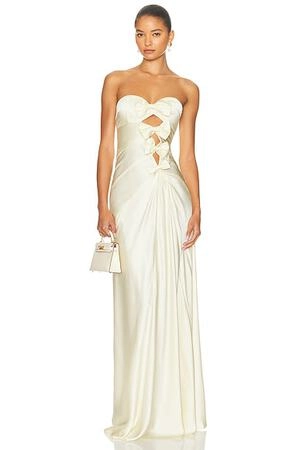 HELSA The Silk Faye Dress - Egg Shell