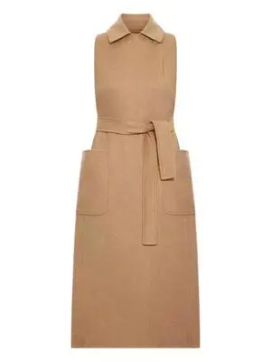 Max Mara Belted Patch-pocket Sleeveless Coat - Brown