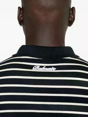Balmain Striped-pattern Short-sleeve Polo Shirt