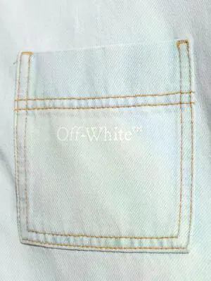 Off-White Light Wash Denim Shirt With Striped Back Panel