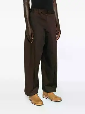 SAGE NATION Box Pleat Elasticated Waist Straight Leg Trousers - Brown
