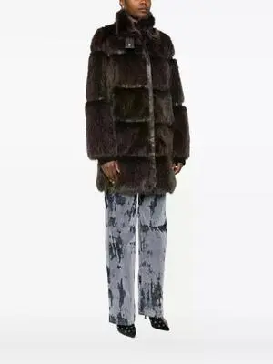 Patrizia Pepe Faux Fur Midi Jacket - Brown