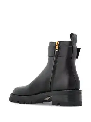 Versace V Hardware Leather Ankle Boots