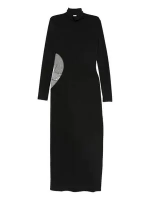Patrizia Pepe High-neck Rhinestone Embellished Maxi Dress - Black