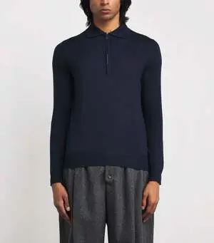 Isaia Silk-wool-cashmere Zip-up Cardigan - Navy