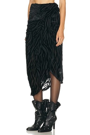 Isabel Marant Étoile Velvet Burnout Skirt With High-low Hem