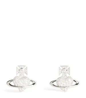 VIVIENNE WESTWOOD Embellished Heart Stud Earrings - Silver