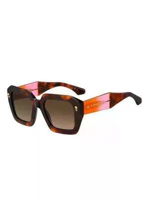 Etro Geometric Frame Sunglasses With Rose Embellishments