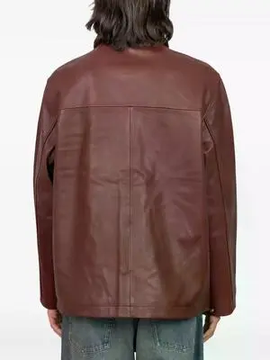 SUNFLOWER Leather Button-fastening Jacket - Red