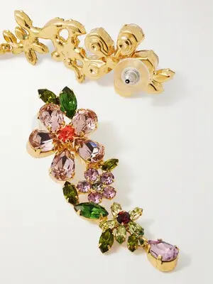 JENNIFER BEHR Gold-plated Crystal Flower Drop Earrings