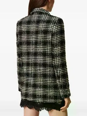 TWINSET Bouclé Checked Double-breasted Blazer