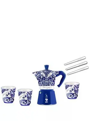 BIALETTI X Dolce & Gabanna Moka Express Blu Mediterraneo Set - Blue