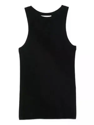 Co Collection Ribbed Crew Neck Sleeveless Top - Black