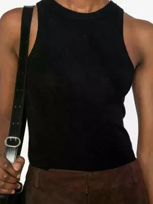 Co Collection Ribbed Crew Neck Sleeveless Top - Black