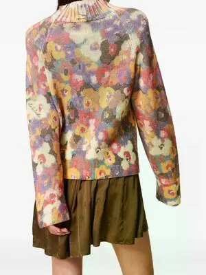 TWINSET Floral Print Mock Neck Sweater