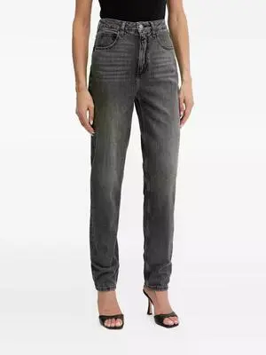 Guess Organic Cotton-blend High-waist Straight-leg Jeans - Grey