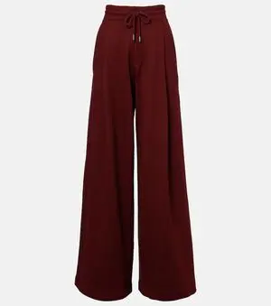 Dries Van Noten Cotton Jersey Wide Leg Drawstring Sweatpants - Burgundy