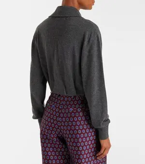 Dries Van Noten Cashmere Polo Collar Cardigan - Grey