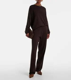 Extreme Cashmere N°353 Relaxed Cotton-blend Straight Pants In Dark - Brown