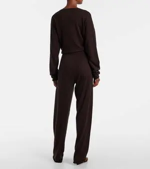Extreme Cashmere N°353 Relaxed Cotton-blend Straight Pants In Dark - Brown