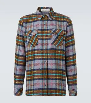 GOD'S TRUE CASHMERE Plaid Cashmere Shirt With Lapis Lazuli - Multicoloured
