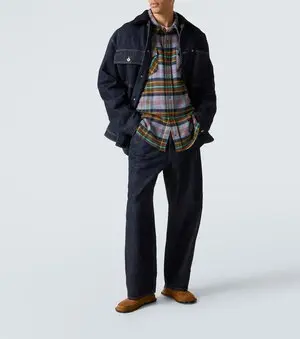 GOD'S TRUE CASHMERE Plaid Cashmere Shirt With Lapis Lazuli - Multicoloured
