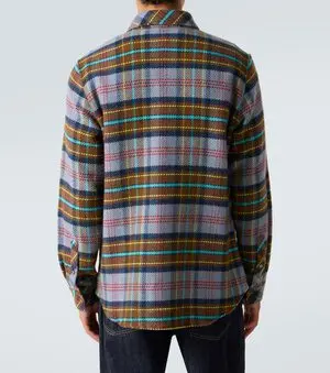GOD'S TRUE CASHMERE Plaid Cashmere Shirt With Lapis Lazuli - Multicoloured
