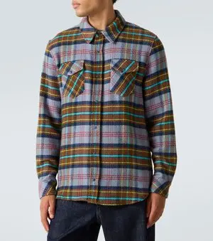 GOD'S TRUE CASHMERE Plaid Cashmere Shirt With Lapis Lazuli - Multicoloured