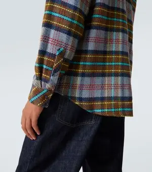 GOD'S TRUE CASHMERE Plaid Cashmere Shirt With Lapis Lazuli - Multicoloured