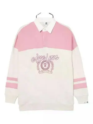 A BATHING APE Embroidered Logo Cotton Polo Top - Neutrals