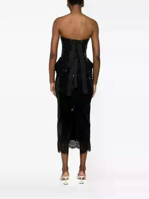 NISSA Sequin Embellished Strapless Peplum Top