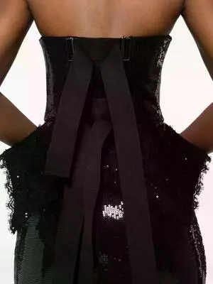 NISSA Sequin Embellished Strapless Peplum Top