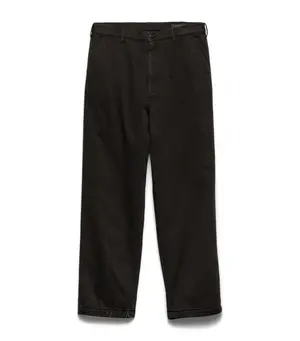 Prada Cotton Twill Wide-leg Trousers - Black