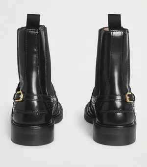 Sandro Leather Buckled Chelsea Boots