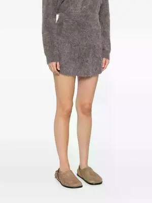Soft Goat Woven Midi Skirt - Grey