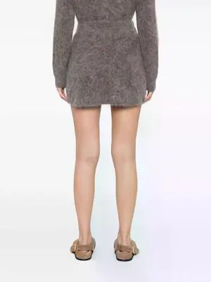 Soft Goat Woven Midi Skirt - Grey