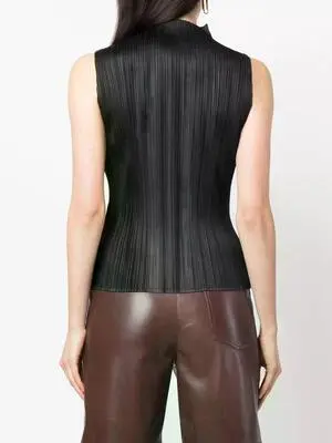 Issey Miyake Sleeveless High Neck Top - Black
