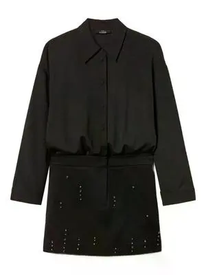 TWINSET Embellished Mini Shirt Dress - Black