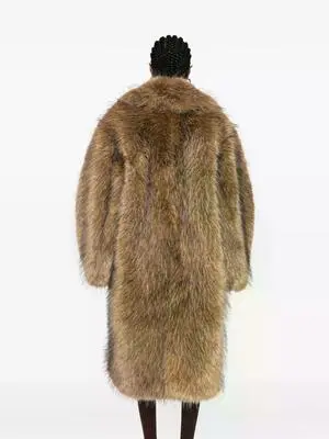 GANNI Mid-length Faux Fur Coat With Notched Lapels
