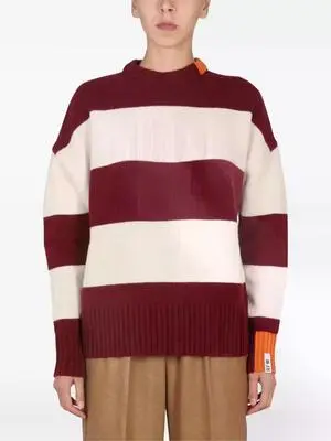 RIGHT FOR Striped Mock Neck Jumper - Red