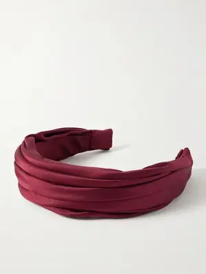 JENNIFER BEHR Sabrina Ruched Satin Headband - Red