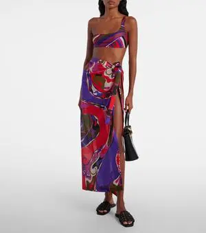 Emilio Pucci Orchidee Printed Cotton Wrap Skirt