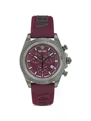 Versace Antares Greek Key 43mm Chronograph Watch - Grey