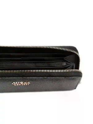 Guess Large Vikky Patterned Leather Wallet - Black