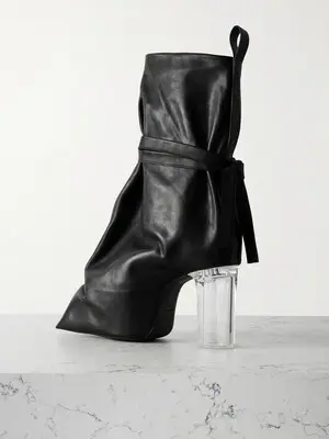 Rick Owens Tied Taco Kiss Leather Ankle Boots
