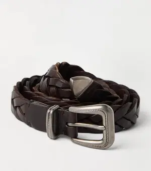 Brunello Cucinelli Calf Leather Braided Belt
