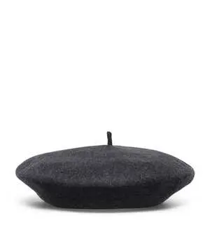 Brunello Cucinelli Wool Beret With Monili Embellishment - Black