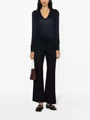 JOSEPH Tafira Mid-rise Flared Trousers - Blue